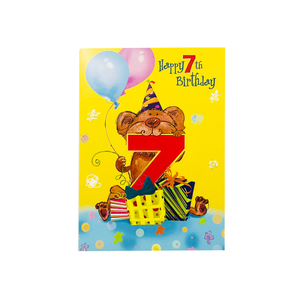 Designer Greetings Birthday Card Age 7 - Happy 7th Birthday - Bear ...